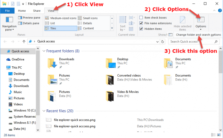 How To Open File Explorer Folder Options In Windows 10 Dztechno Gambaran