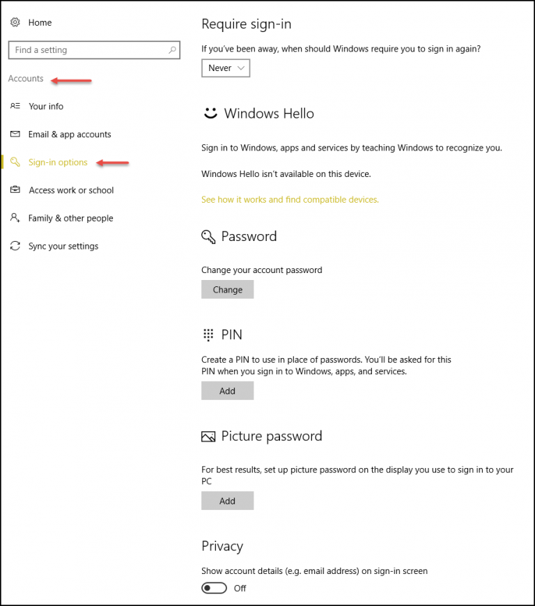 Windows 10 Quick Tip - Sign-In Options | Daves Computer Tips