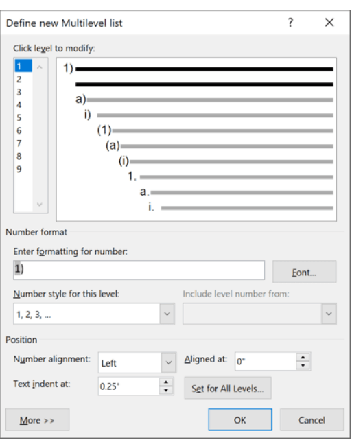 How To Customize Multi Level Lists In Word Daves Computer Tips