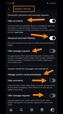 How To Manage Hidden Words - Instagram | Daves Computer Tips