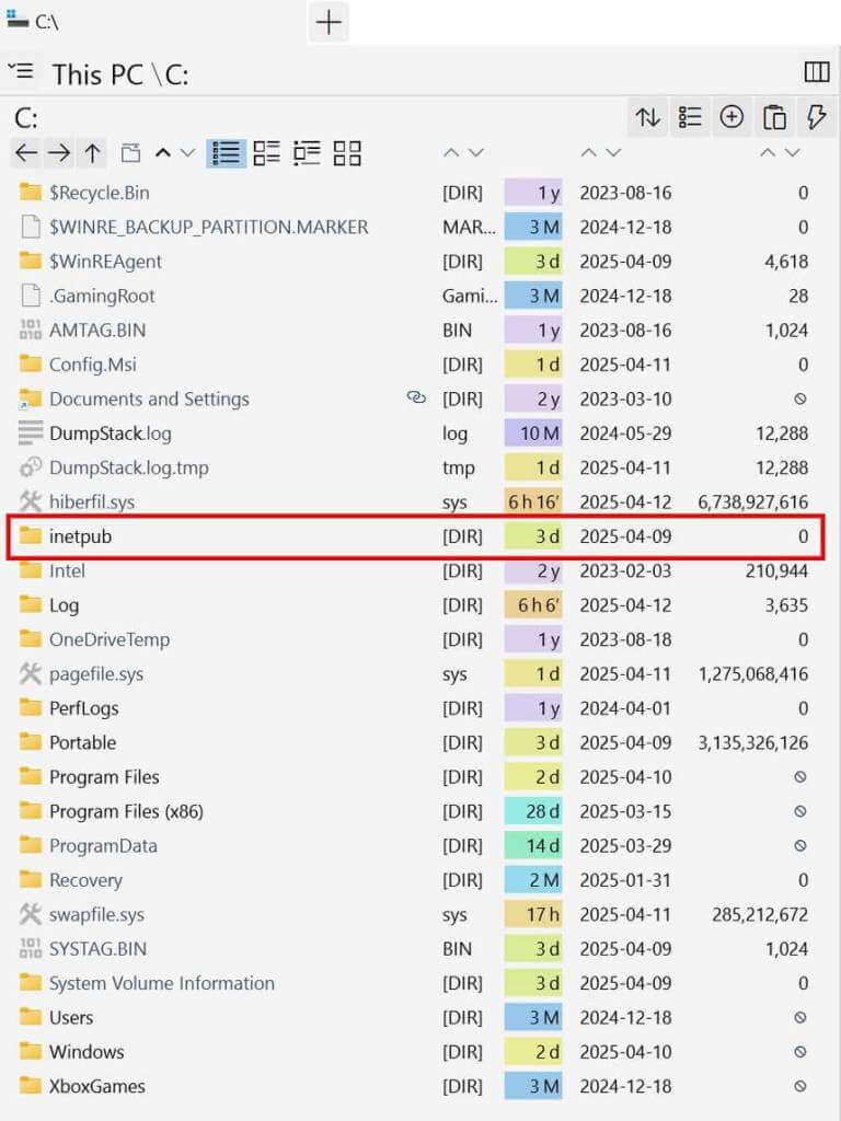 Windows Update Adds New “inetpub” Folder