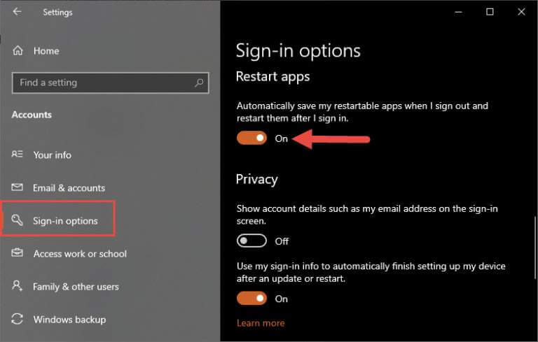 Restartable Apps Setting: Enable Or Disable? | Daves Computer Tips