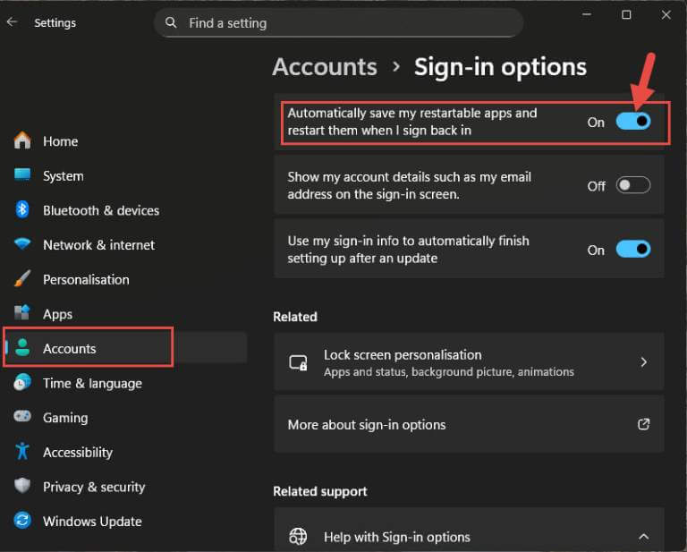 Restartable Apps Setting: Enable Or Disable? | Daves Computer Tips